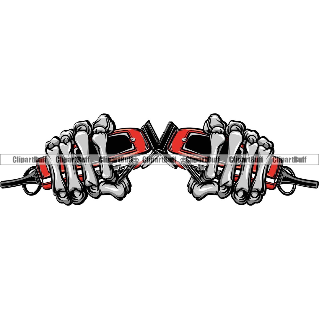 Skeleton Hand Holding Barber Clipper Trimmer Skull Barbershop Salon ...