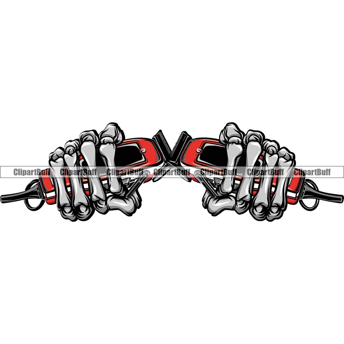 Skeleton Hand Holding Barber Clipper Trimmer Skull Barbershop Salon ...