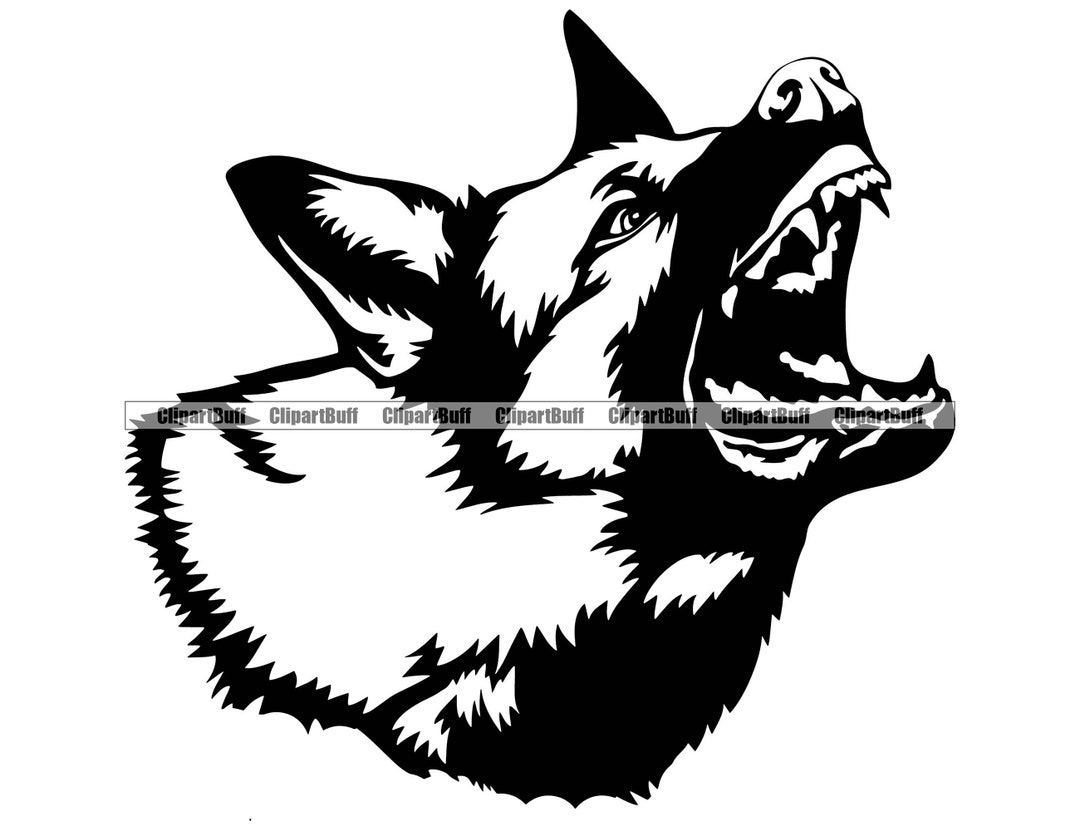 German Shepard Attack Beware of Dog Animal Canine Face Head K9 Pup ...