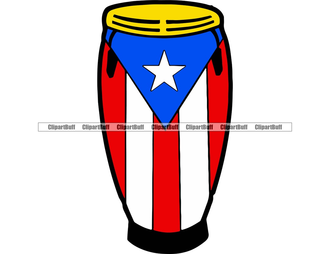 Puerto Rico Rican Flag Pride Bongo Music Musical Instrument Percussion ...