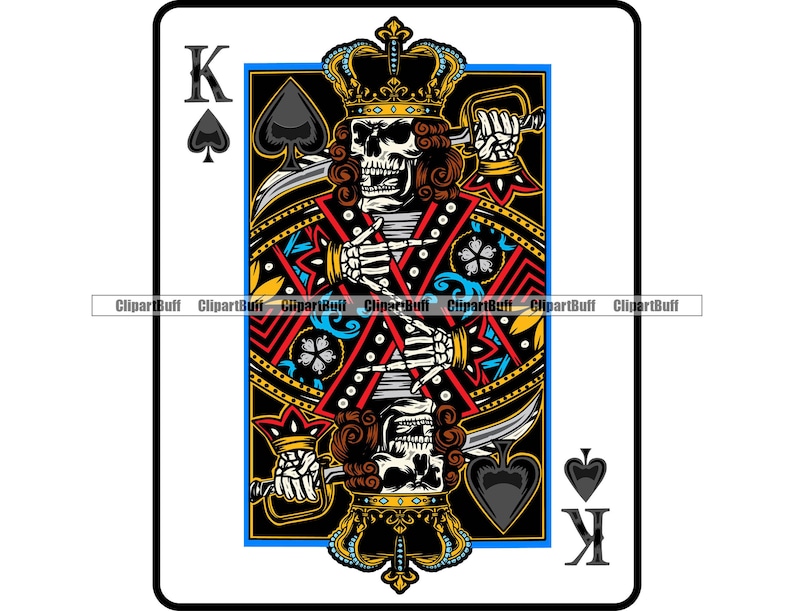 Skull Skeleton Playing Card King of Spades Poker Casino Gamble Texas ...