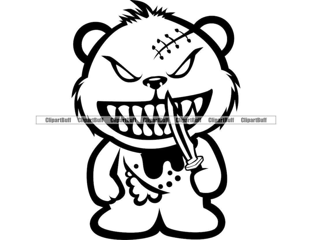 Horror Teddy Bear Killer Sharp Teeth Scary Evil Creepy Doll Cut Open ...