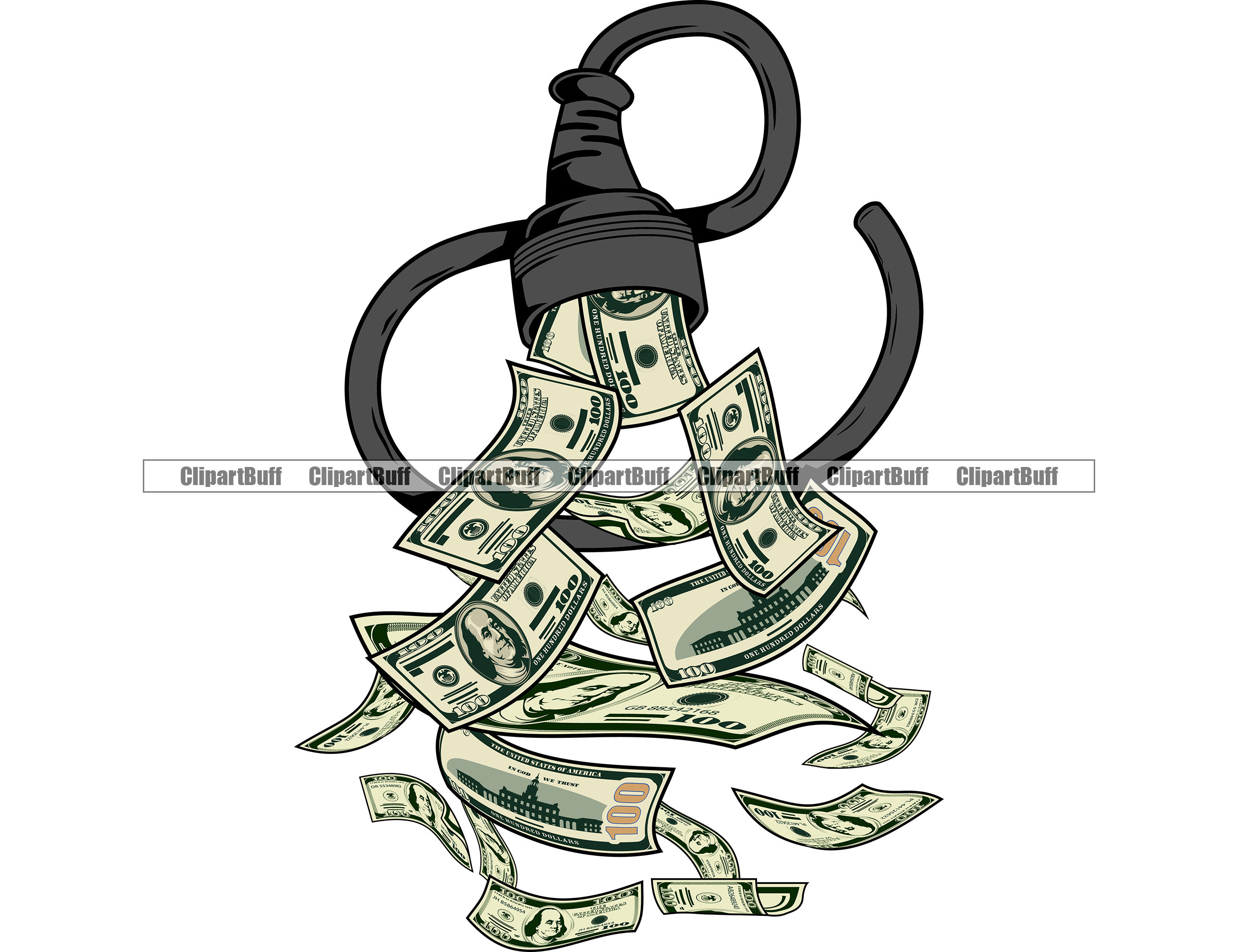 Electrical Plug Money Raining Down Cash Falling Hustle Rich Gangster ...