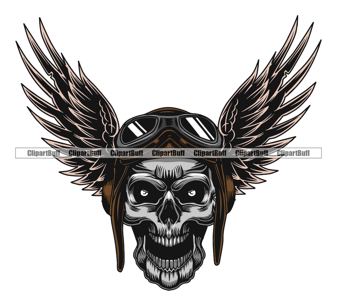 Airplane Skull Pilot Skull Skeleton Wings Fly Flight Helmet Googles ...