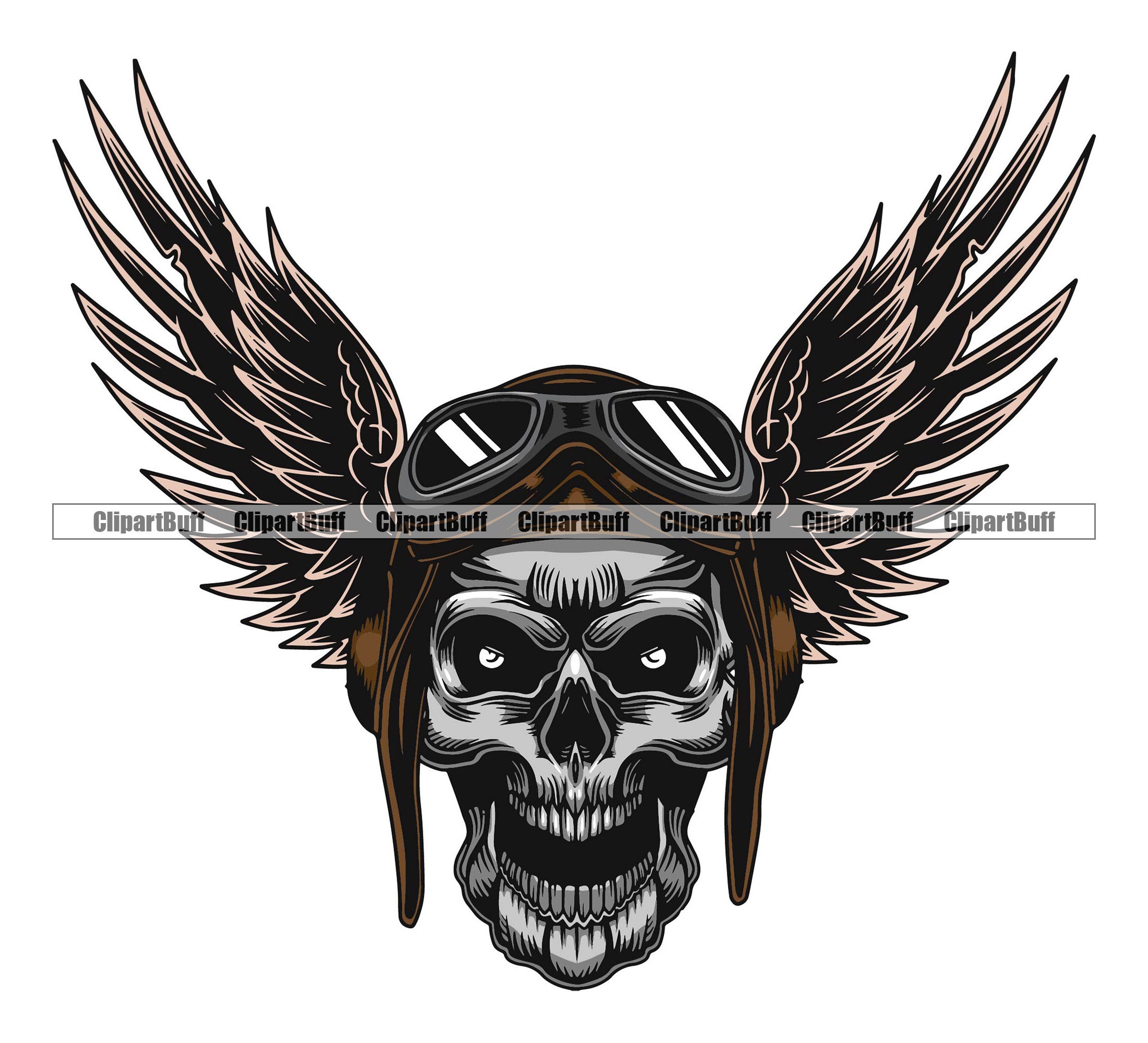 Airplane Skull Pilot Skull Skeleton Wings Fly Flight Helmet - Etsy