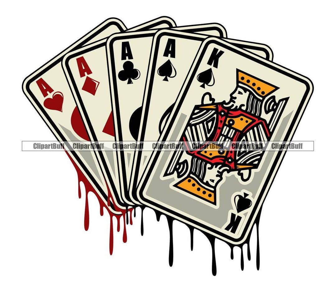 Four Aces 4 of A Kind Poker Hand Dripping Casino Playing Card Game ...