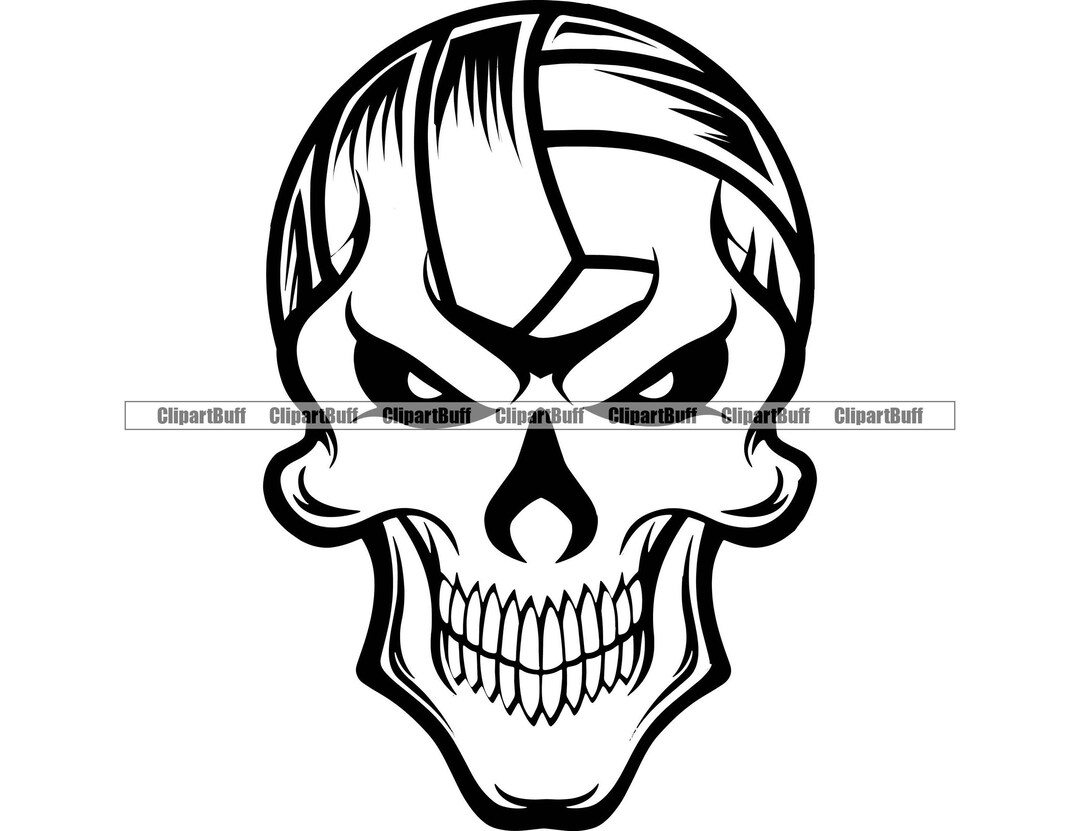 Skull Head Volleyball Ball Player Skeleton Grin Play Sports Game ...