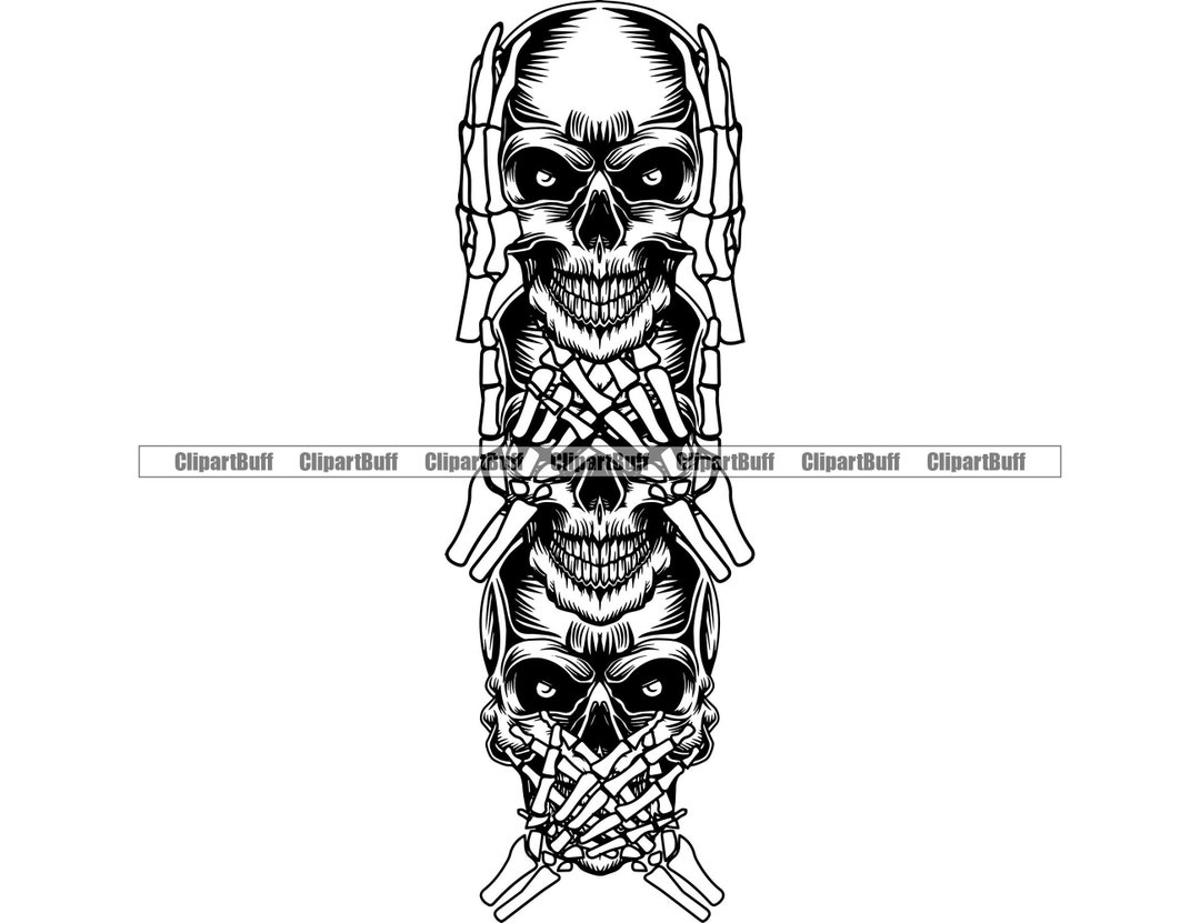 See No Evil Hear No Evil Speak No Evil Skeleton Skull Eyes Human Dead ...