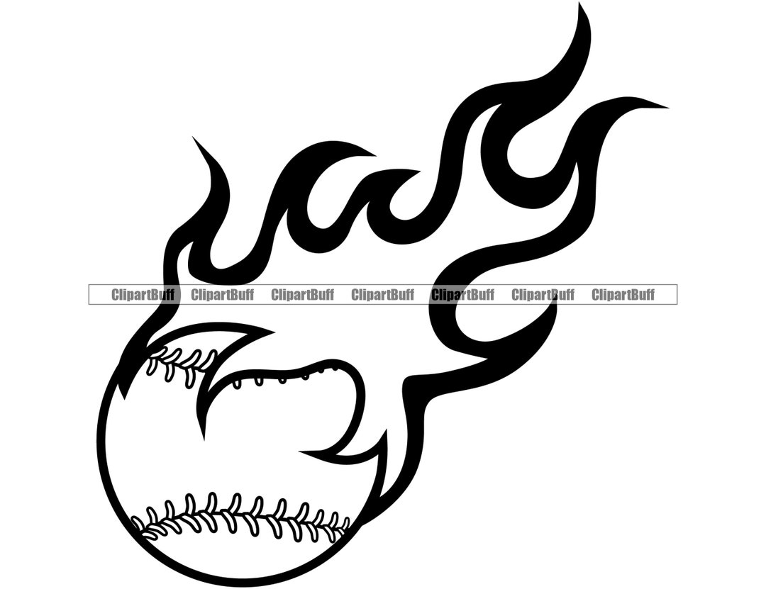 Flaming Softball Soft Ball Sport Game League Equipment Fire Flame Burn ...