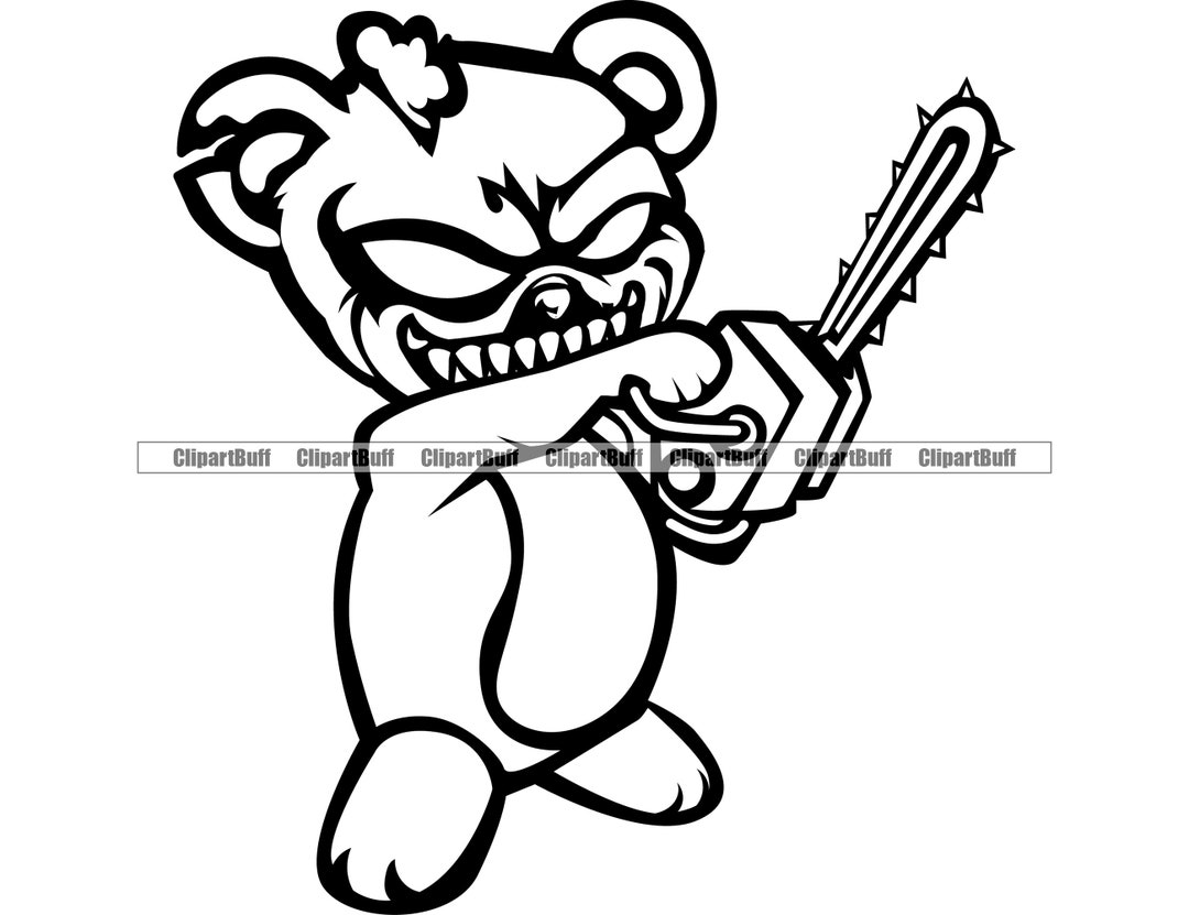 Horror Teddy Bear Killer Sharp Teeth Bloody Chainsaw Hip Hop Rap Rich ...