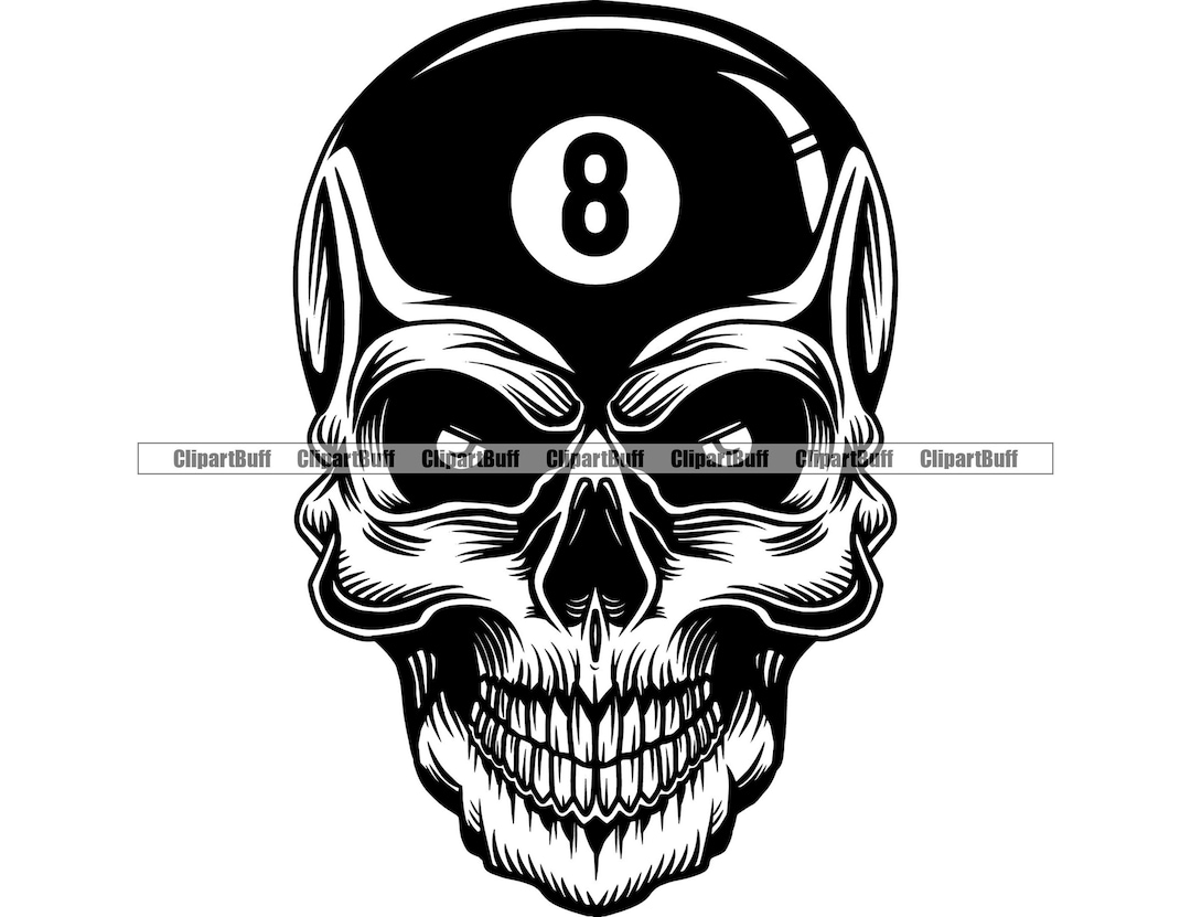 Skull Head Eightball Eight Ball Skeleton Billiard Pool Game Sport ...