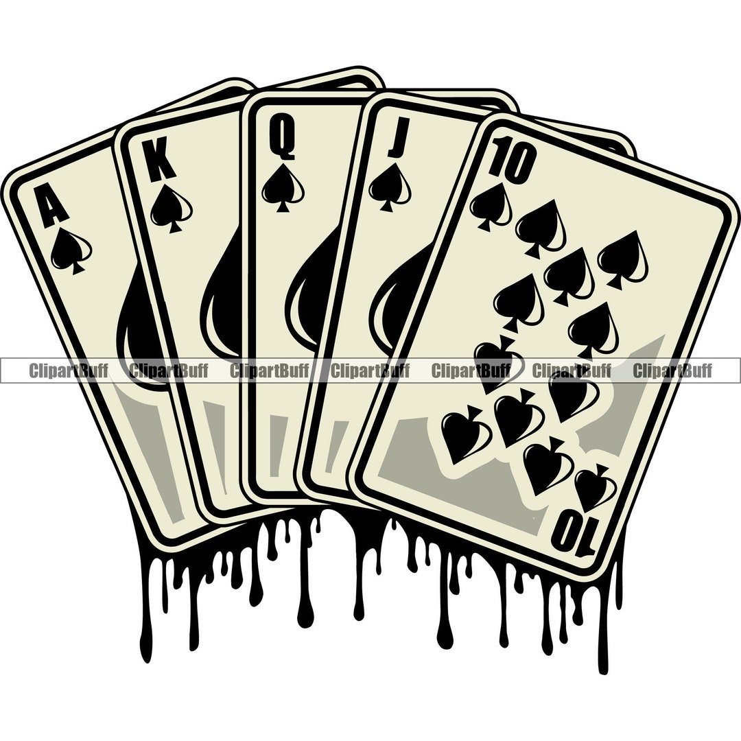 Poker Royal Flush Dripping Hand Casino Playing Cards Game Drip Gamble ...