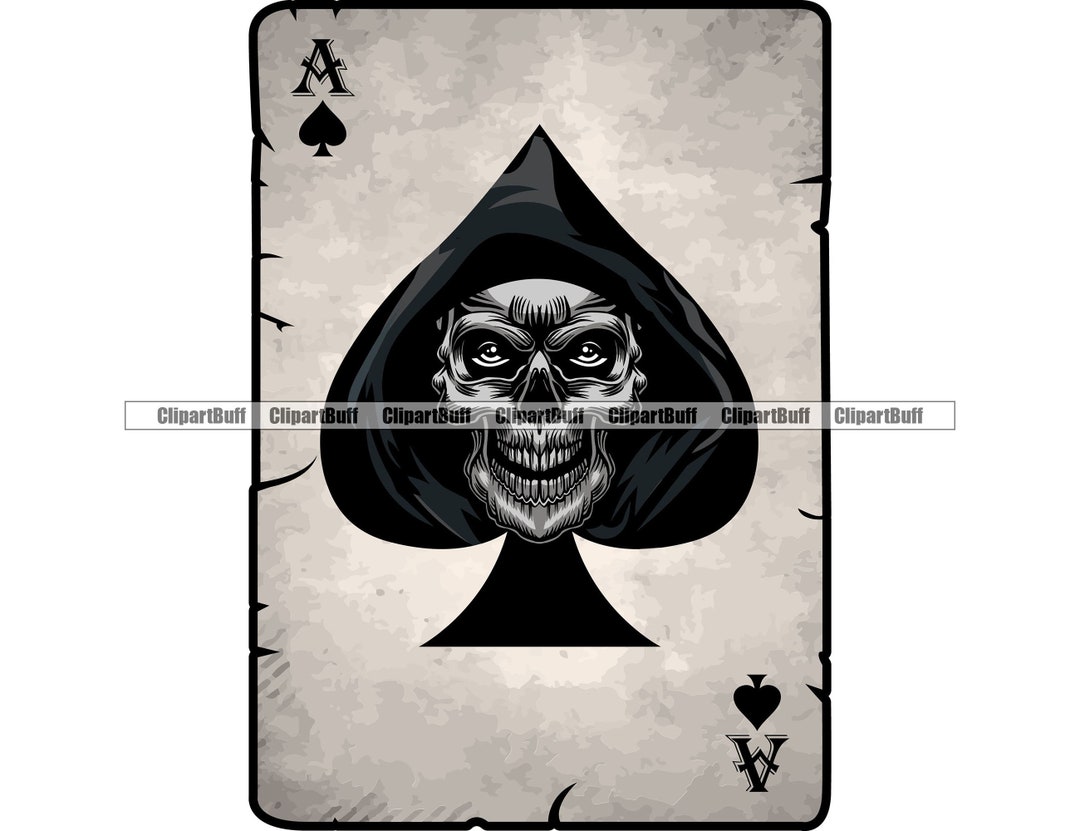 Skull Head Ace of Spades Skeleton Face Playing Card Poker Casino Texas ...