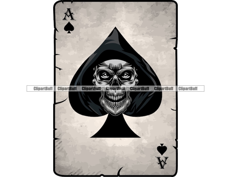 Skull Head Ace of Spades Skeleton Face Playing Card Poker Casino Texas ...