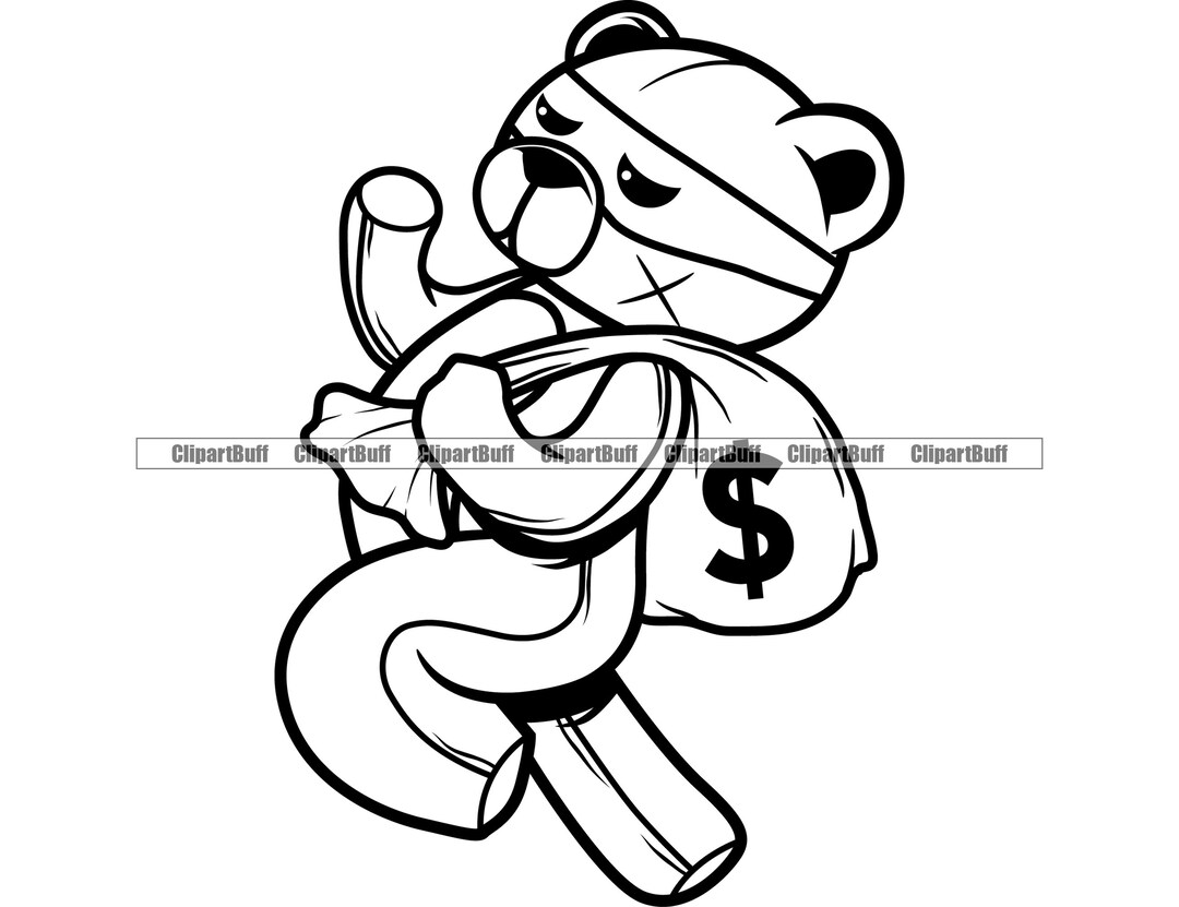 Gangster Hustle Teddy Bear Scar Face Money Bag Robber Mask Running ...