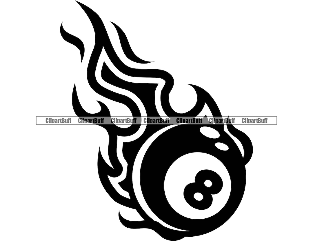 Flaming 8 Eight Ball Fire Flames Billiard Pool Team League Equipment ...