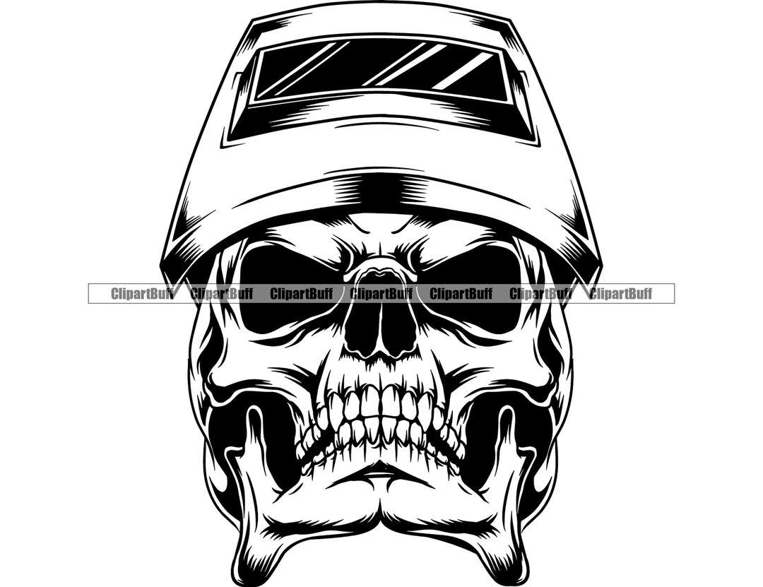 Skull Wearing Welding Helmet Mask Skeleton Welder Iron Worker Build ...