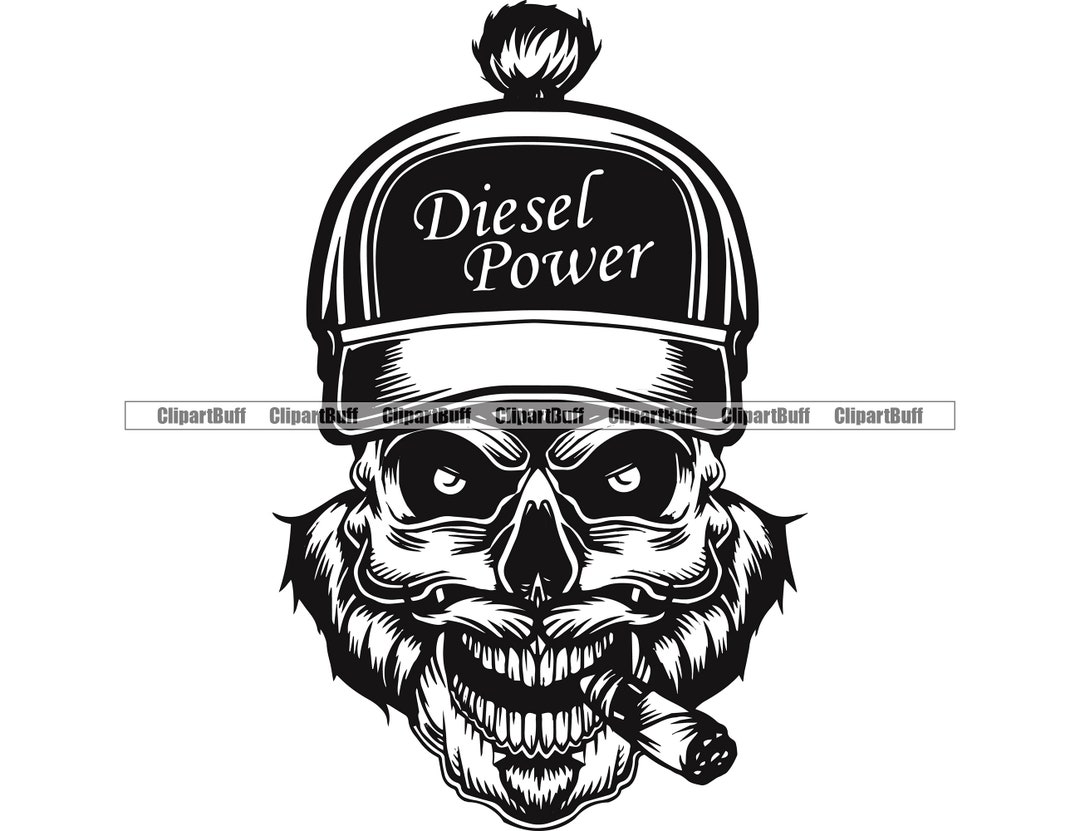 Diesel Power Skull Beard Cigar Hat Skeleton Grin Grinning Scary Country ...