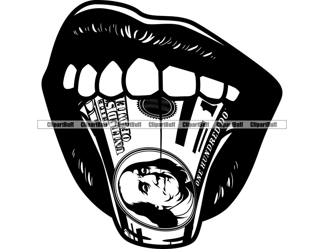 Gangster Hustle Money Tongue Cash Mouth Lips 100 Dollar Bill Hip Hop ...