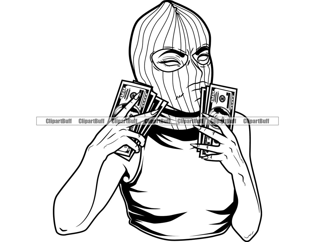 Gangster Hustle Woman Money Pink Ski Mask Rich Thug Hood Street Gang ...