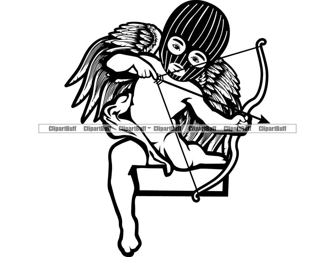 Gangster Hustle Baby Statue Angel Wings Cupid Bow Arrow Love Ski Mask ...