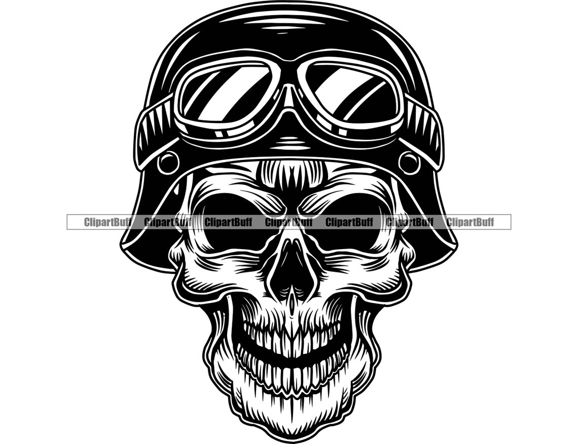 Motorcycle Biker Detailed Skull Rider Gang Helmet Goggles Head Bone ...