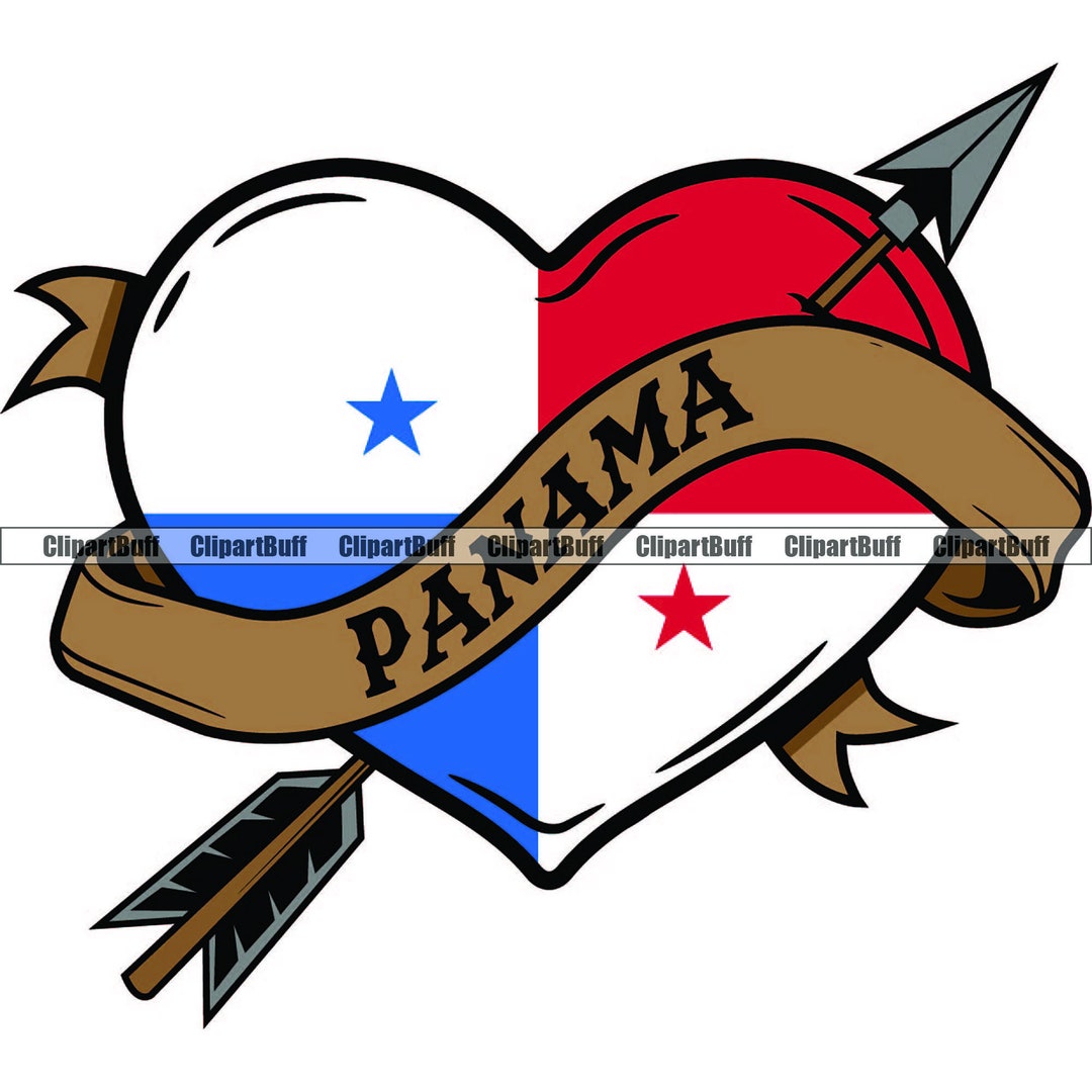 Panama Heart Flag Arrow Ribbon Panamanian Pride Love National World ...