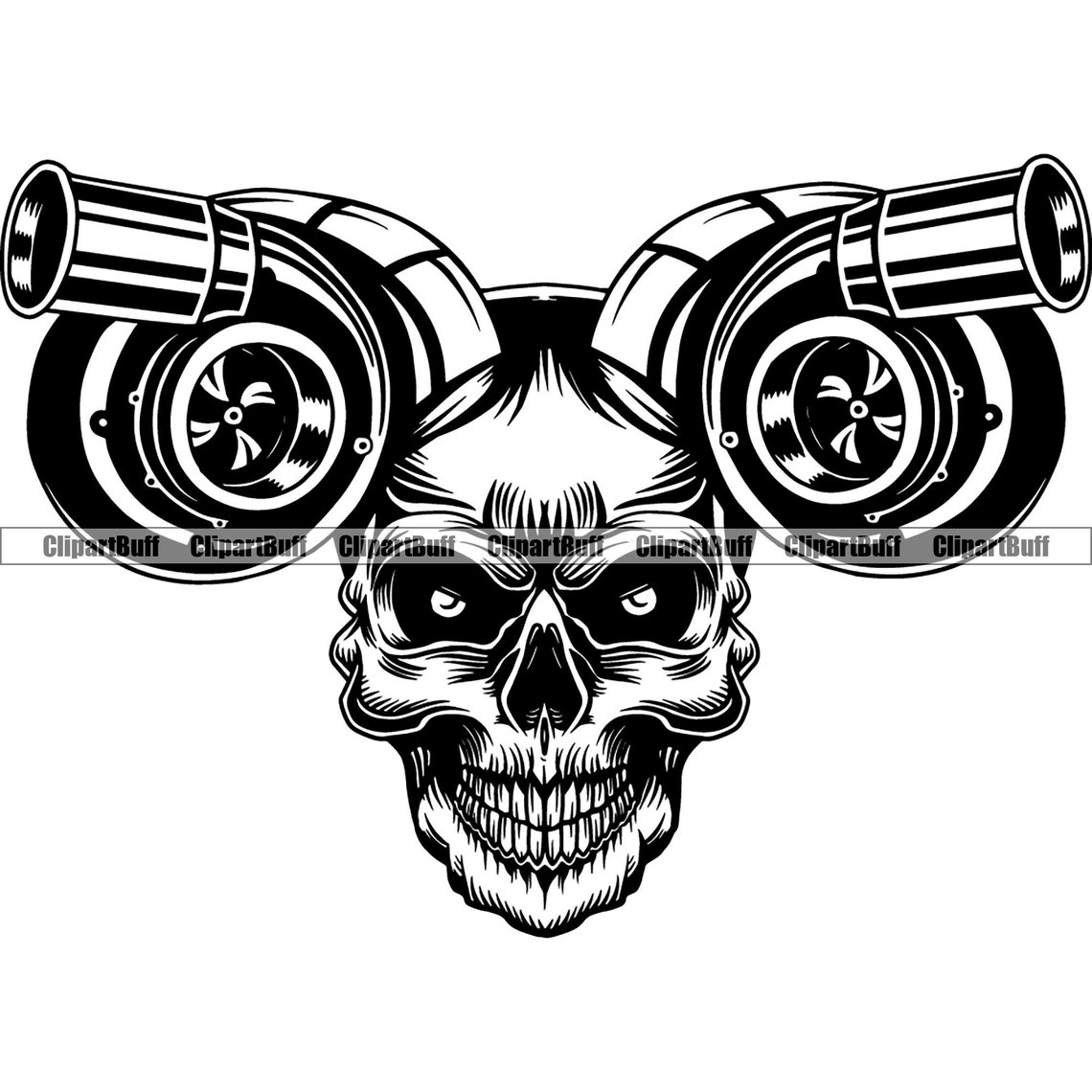 Turbo Skull Horn Skeleton Mechanic Service Repair Car Racing Speed Race ...