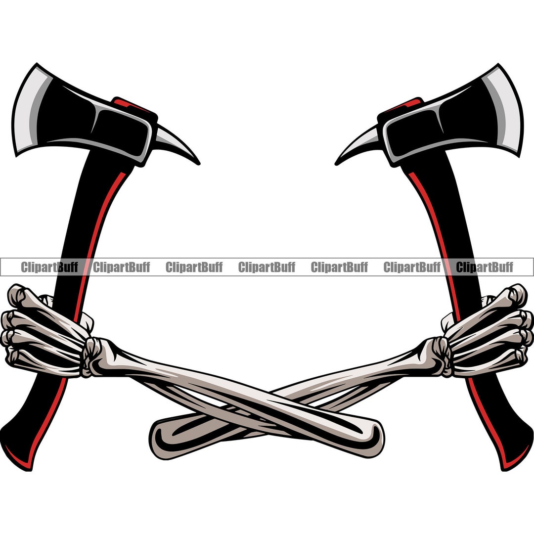 Skeleton Hand Holding Firefighting Axe Bones Skull Fireman Firefighter ...