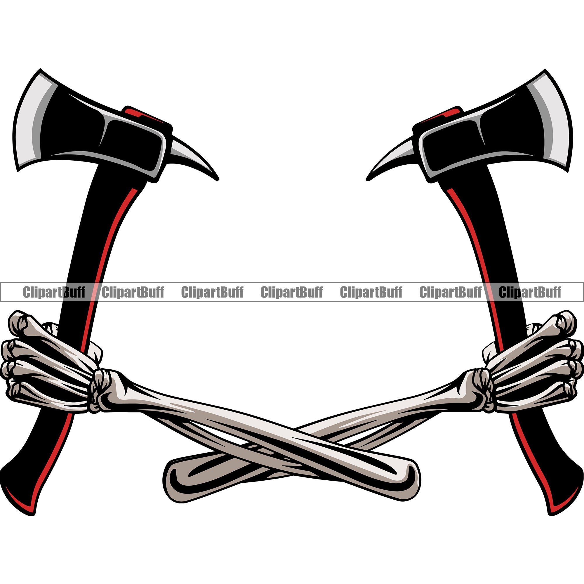 Skeleton Hand Holding Firefighting Axe Bones Skull Fireman Firefighter ...