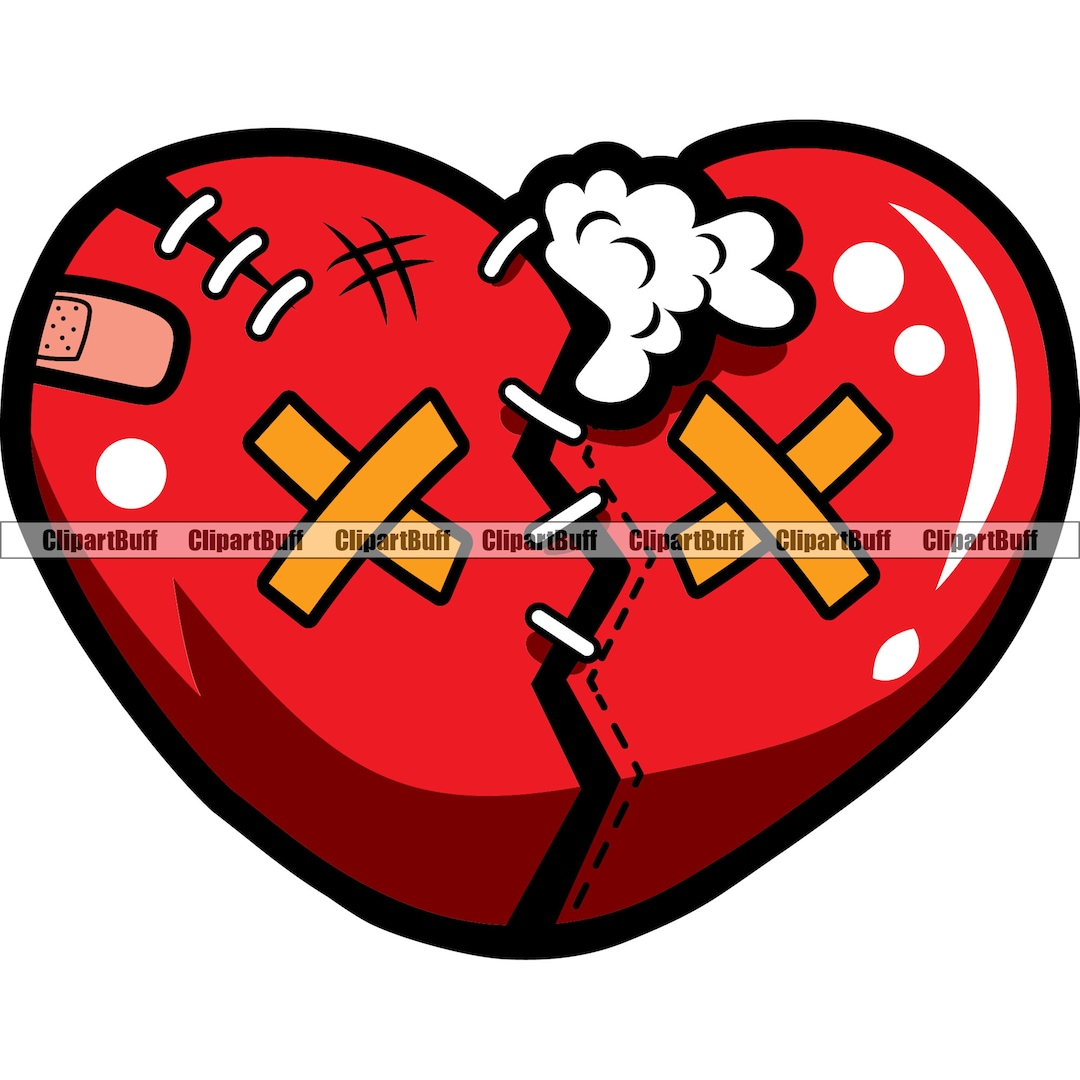 Broken Heart Heartless Cartoon Character Stitches Head Face Bandage No ...