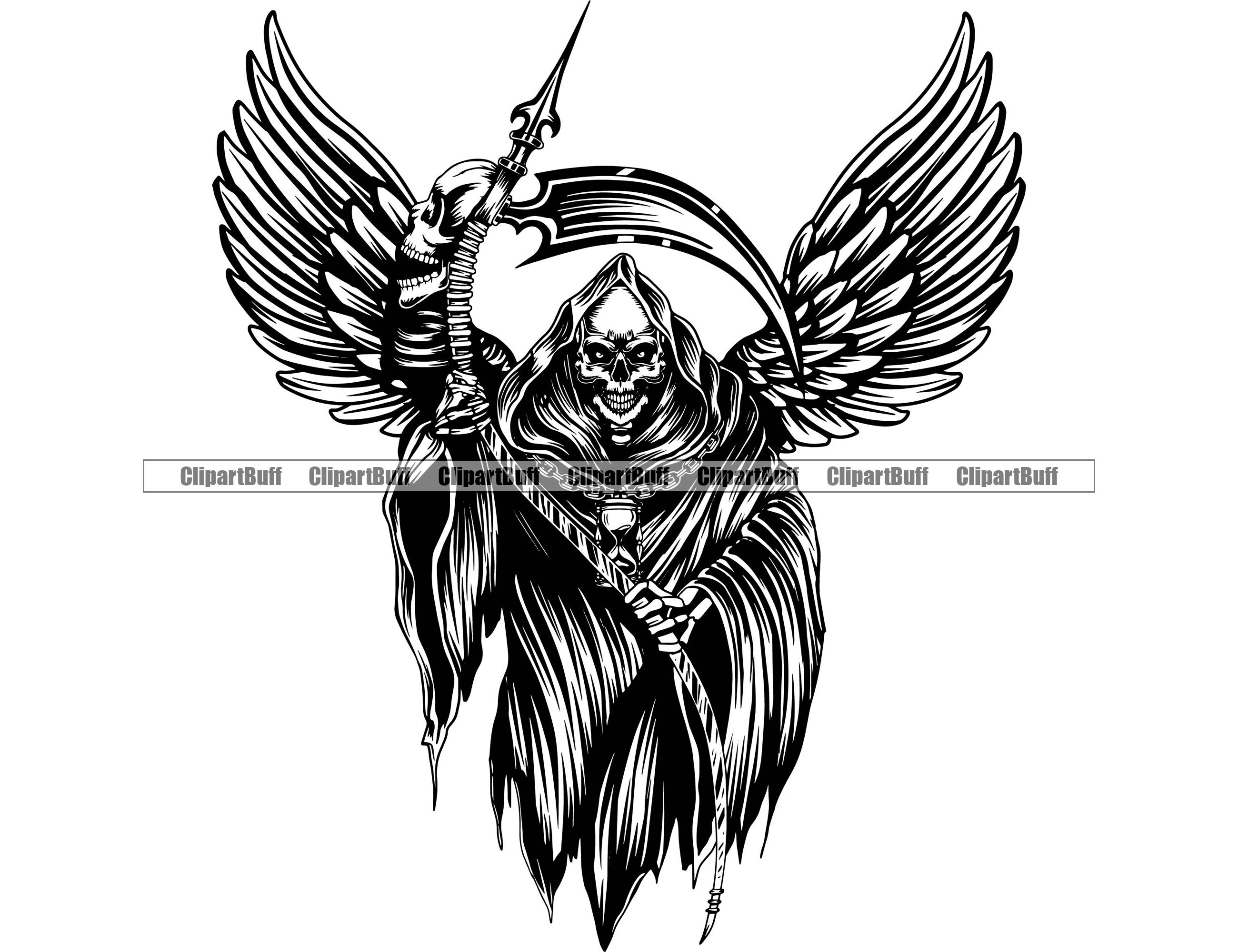 Grim Reaper With Angel Wings Drawing