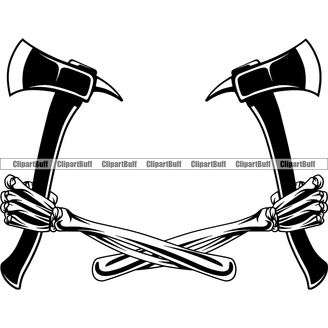 Skeleton Hand Holding Firefighting Axe Bones Skull Fireman Firefighter ...