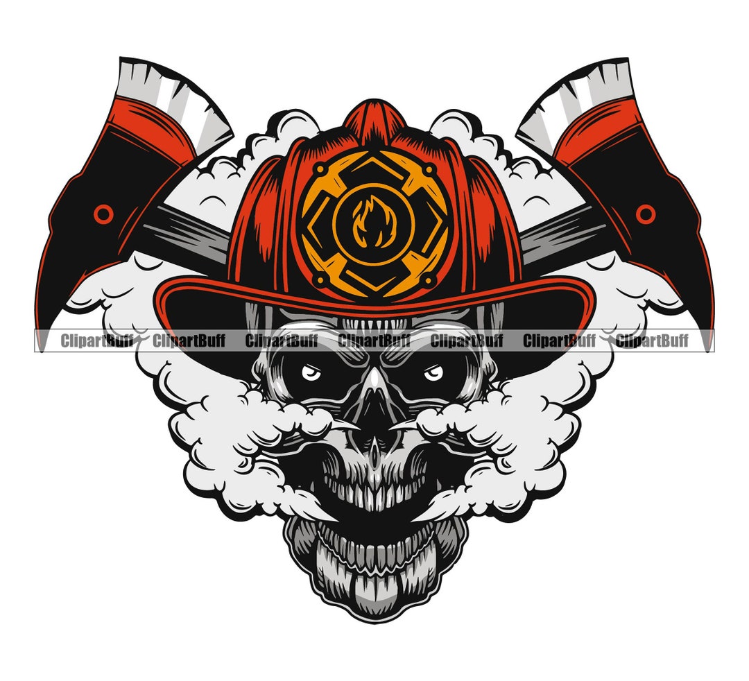 Firefighter Skull Hat Axes Work Worker Fire Emergency Fireman Helmet ...