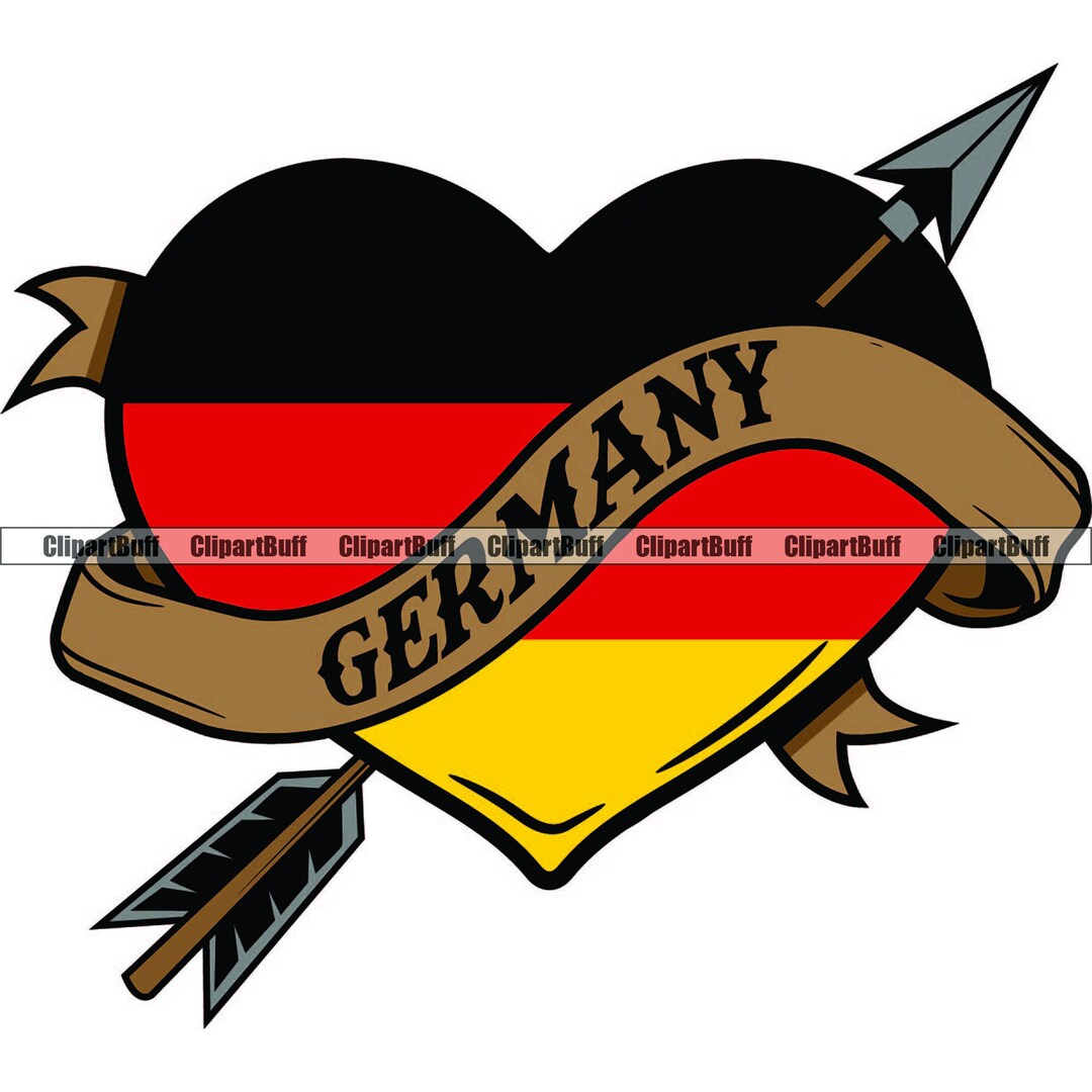 German Heart Flag Arrow Ribbon Germany Pride Love National World Nation ...