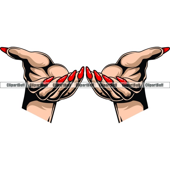 Women Girl Female Asking Ask Lady Hands Open Fingers Painted | Etsy