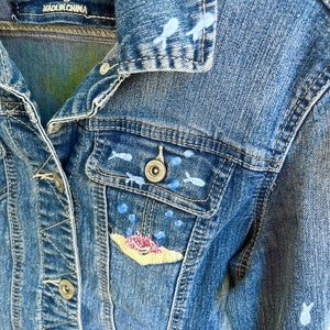 Hand Painted Denim Mermaid Jacket | Mermaid | Sea Otters | Size Small ...