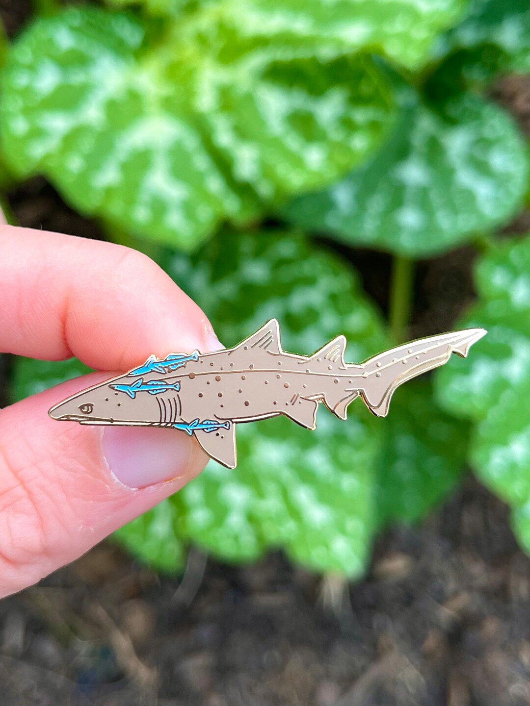 Sand Tiger Shark With Remoras Hard Enamel Pin | Gifts for Ocean Lovers ...