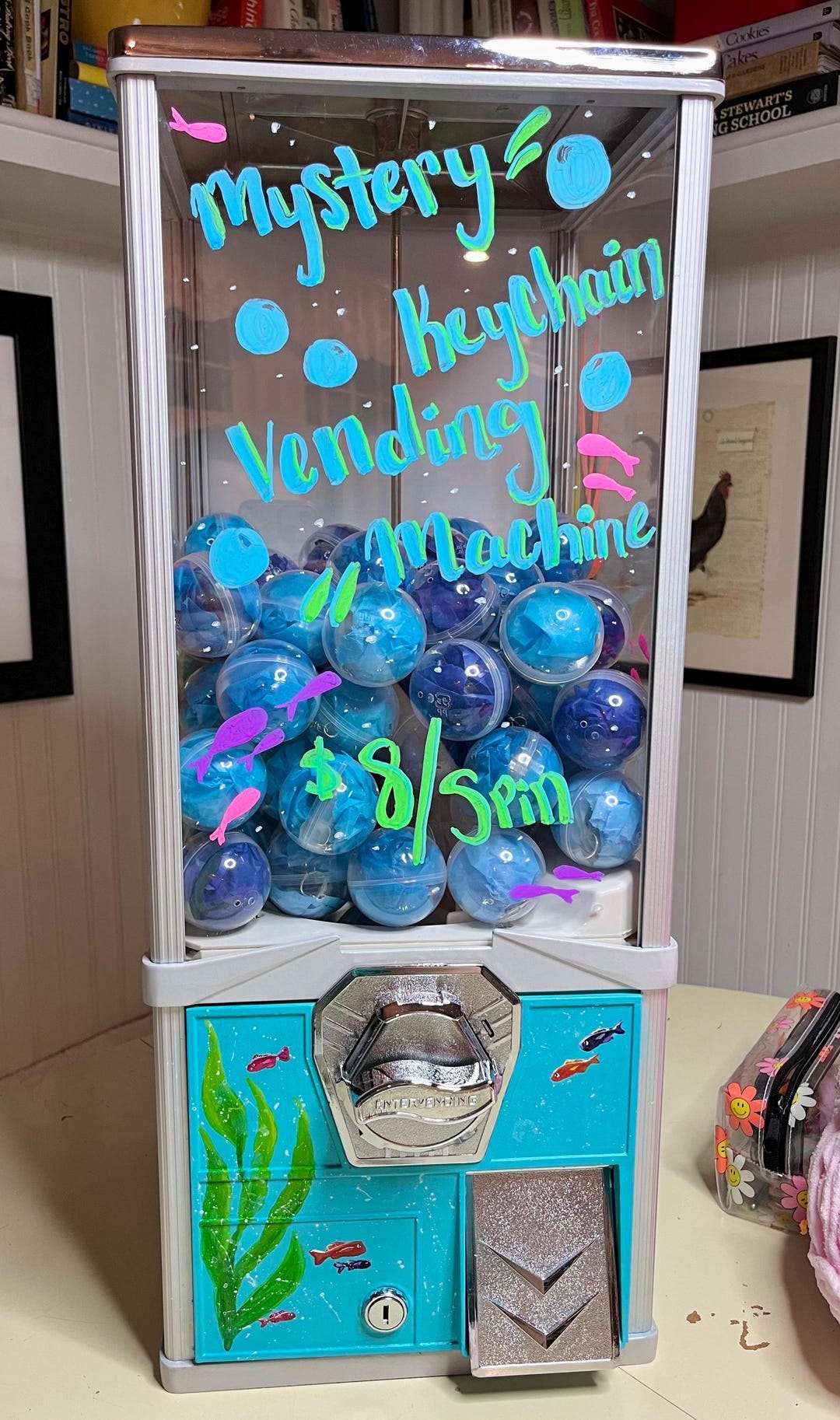 Spin the Mystery Keychain Vending Machine | Hand-painted Watercolor ...