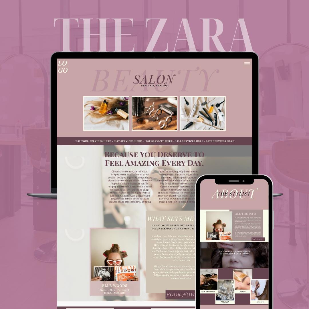 The Zara Salon Website Template for Showit, Salon Website Template ...