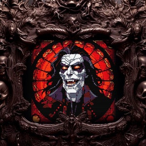 Victorian Vampire Stained Glass Cross Stitch Pattern Gothic Gift for ...