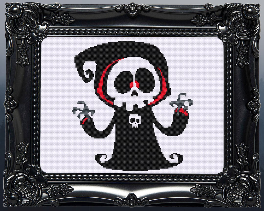 Grim Reaper Cross Stitch Pattern Horror Gift for Goth X-stitch Witchy ...