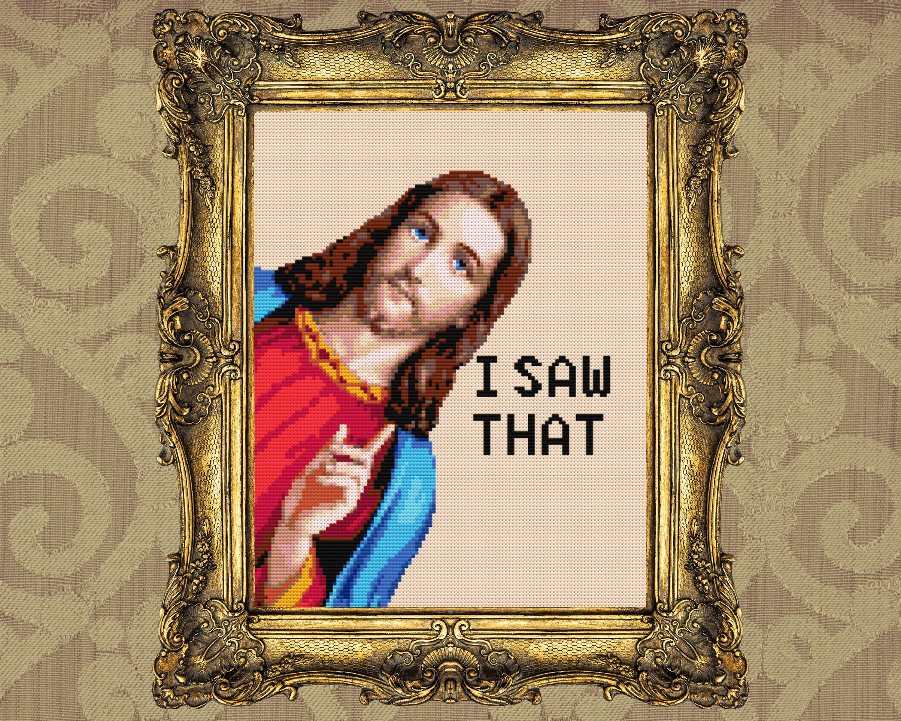 Peeking Jesus Cross Stitch Pattern Digital | Religious | Funny Christ ...