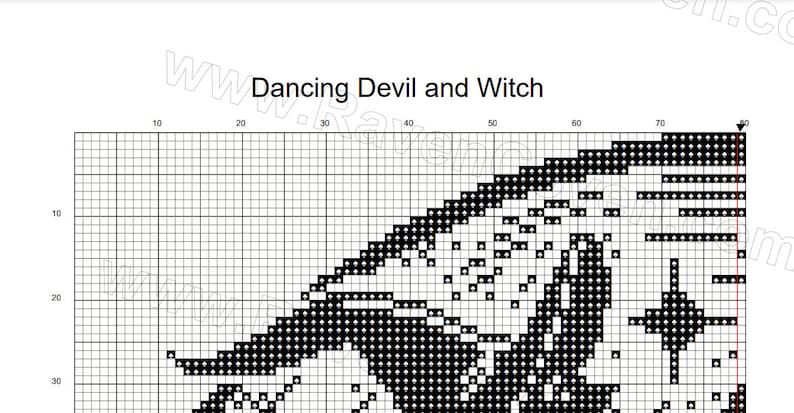 The Dancing Devil and Witch Cross Stitch Pattern Horror Gift for Goth X ...