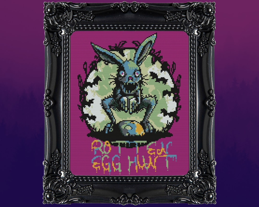 Zombie Easter Bunny Cross Stitch Pattern Horror Gift for Goth X-stitch ...