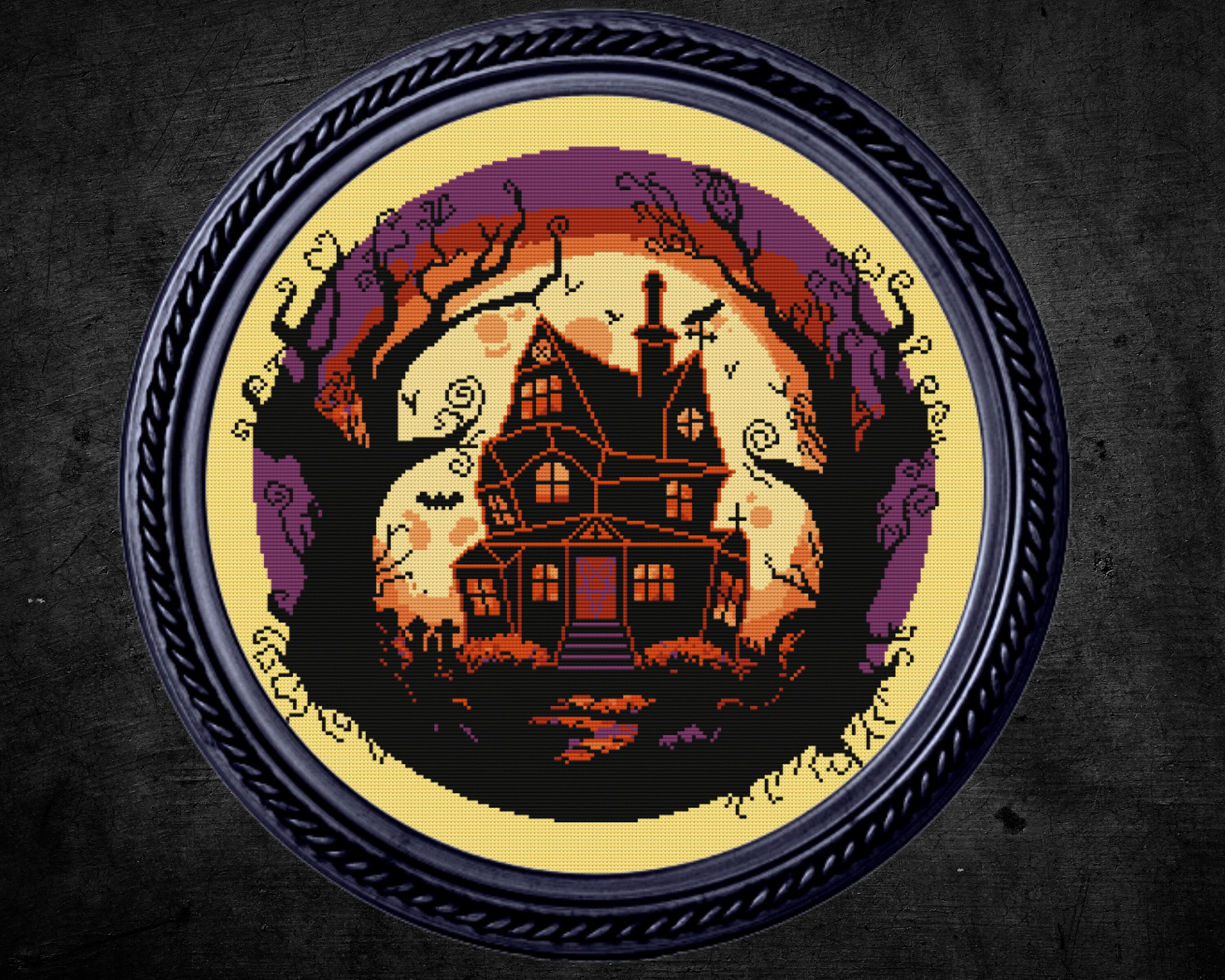 Haunted House Moon Cross Stitch Pattern Digital | Goth | Gothic ...