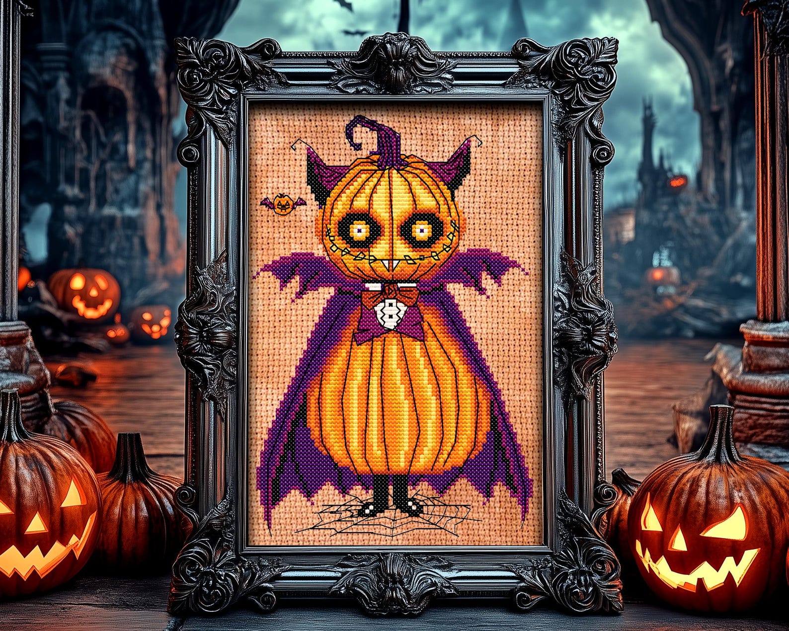Count Pumpcula Cross Stitch Pattern Gothic Gift for Goth X-stitch ...