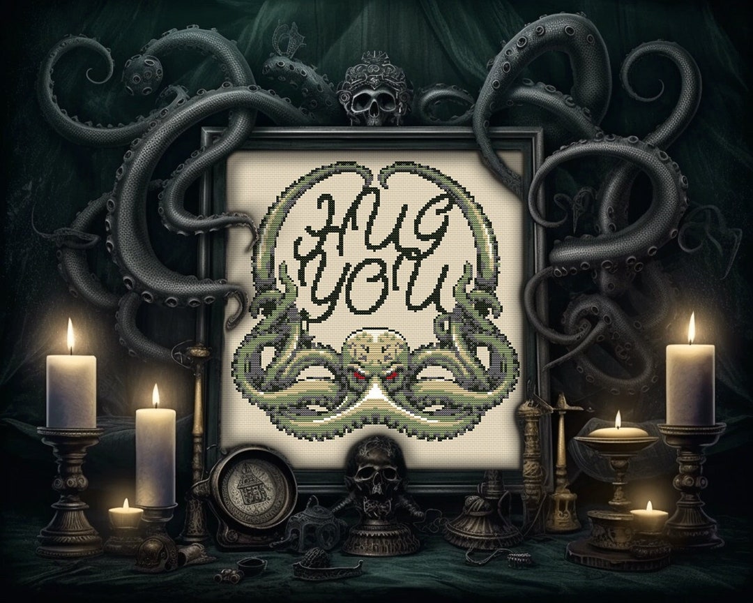 Hug You Cthulhu Cross Stitch Pattern Gothic Gift for Goth X-stitch ...