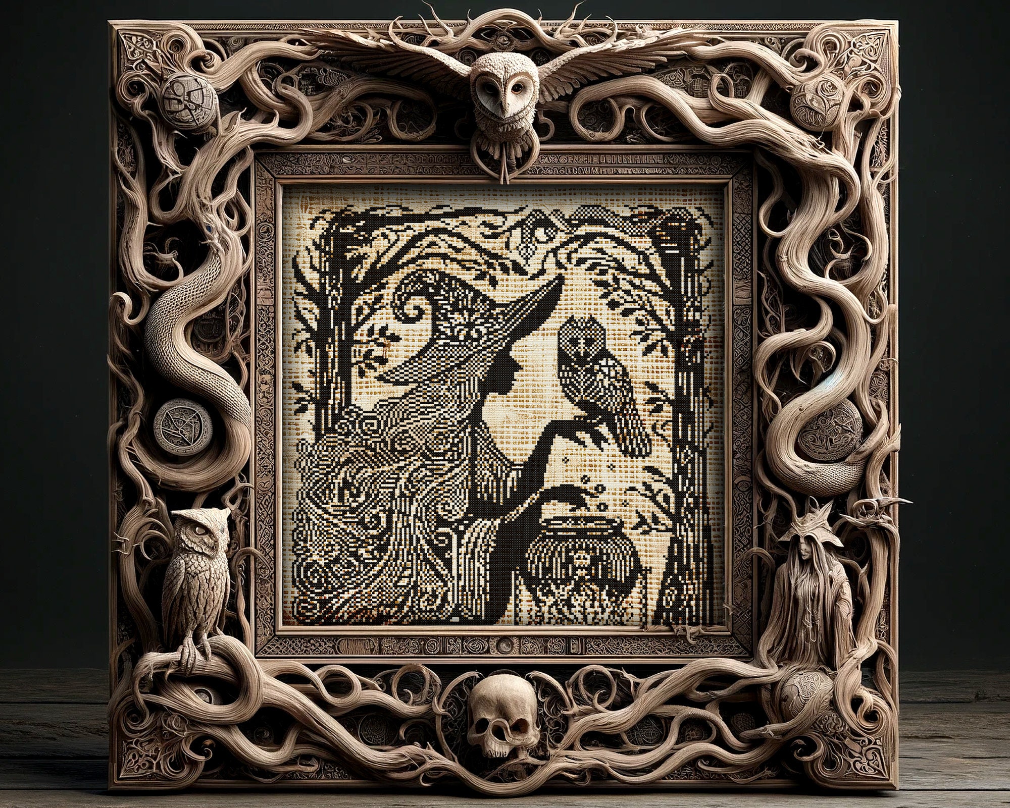 Woodcut Witches Cross Stitch Pattern Bundle Set-11 Designs Horror Gift ...
