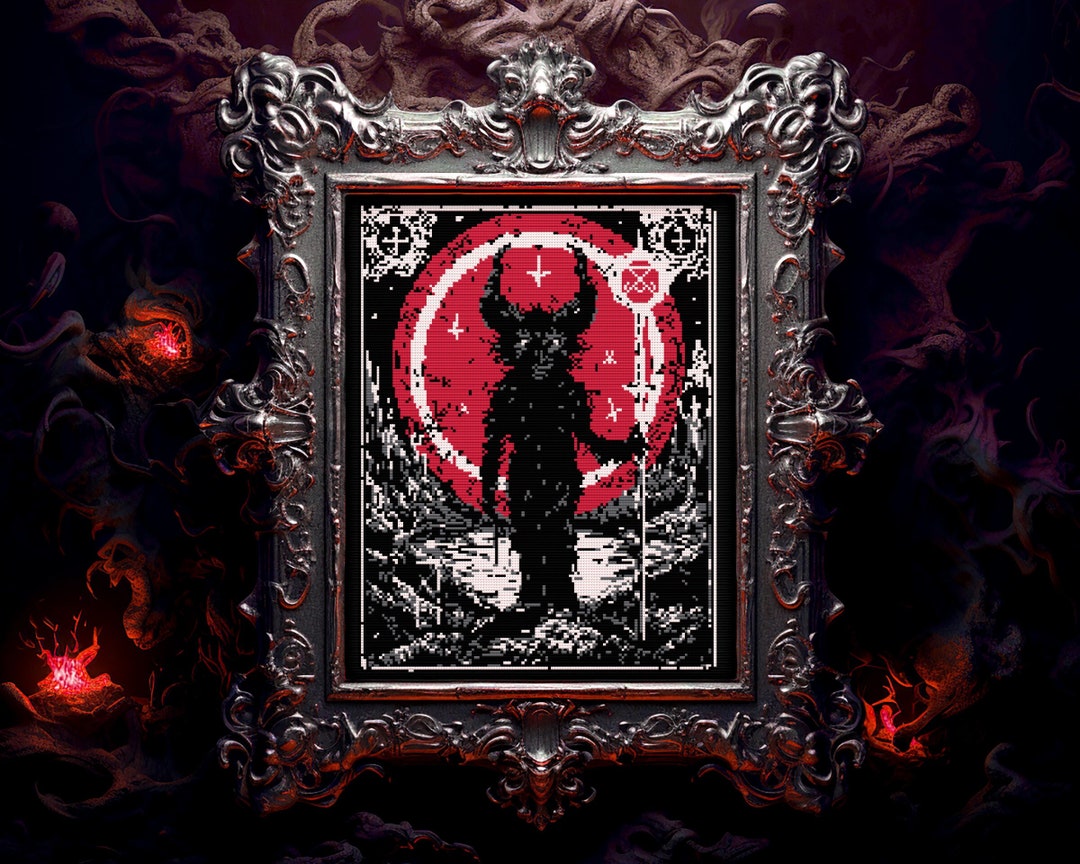Tarot Card Devil Cross Stitch Pattern Horror Gift for Goth X-stitch ...